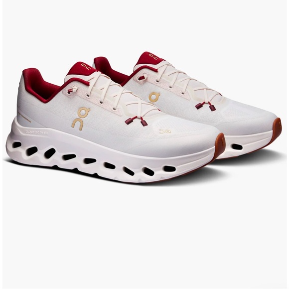 On Running | Shoes | On Running White And Red Sneakers With Unique ...